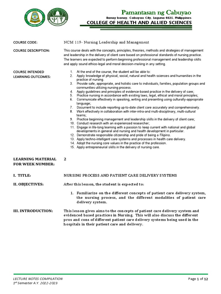WEEK 3 NCM 119 Nursing Process and Modalities of Nursing Care | PDF ...