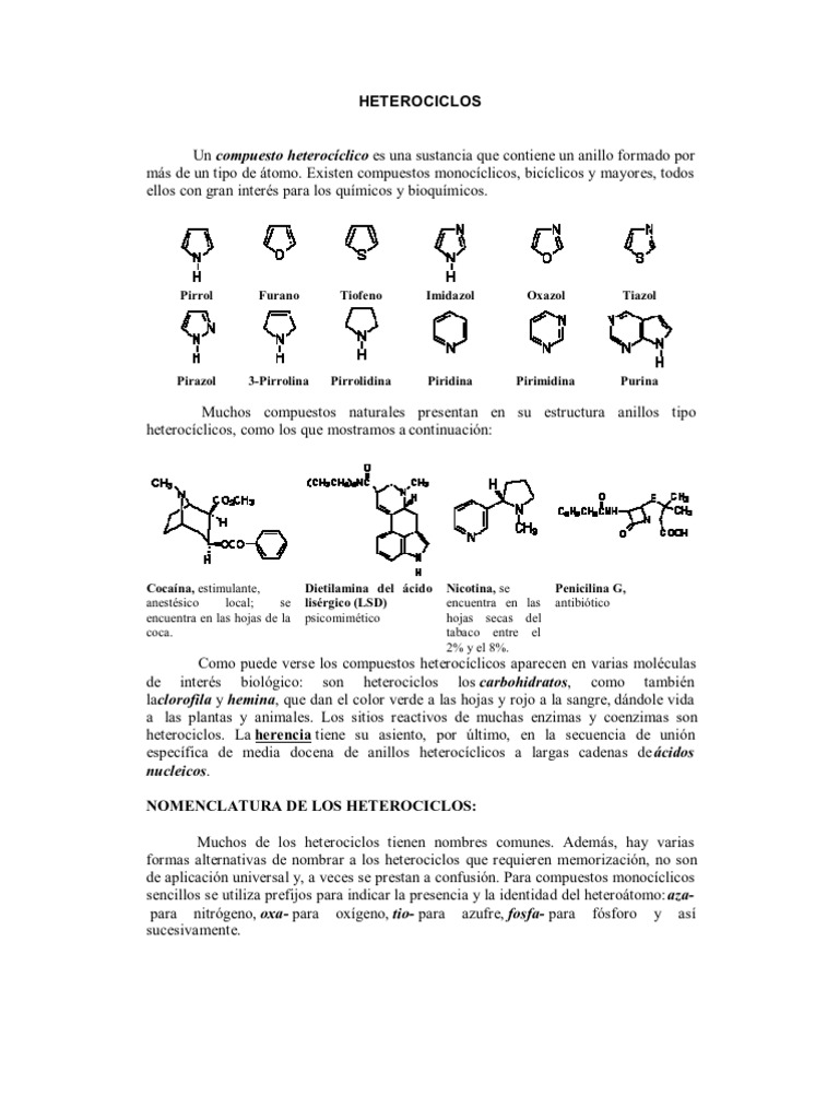 HETEROCICLOS | PDF | Piridina | Compuestos químicos