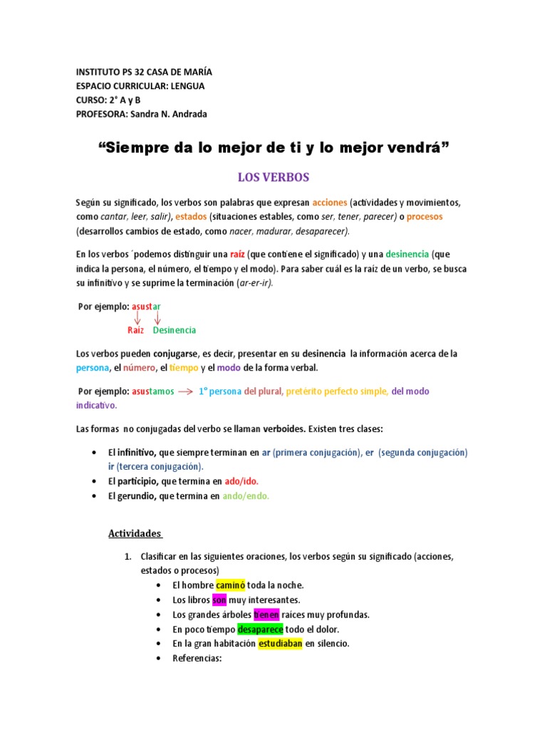 Guía de Verbos para 2° Grado | PDF | Verbo | Conjugación gramatical