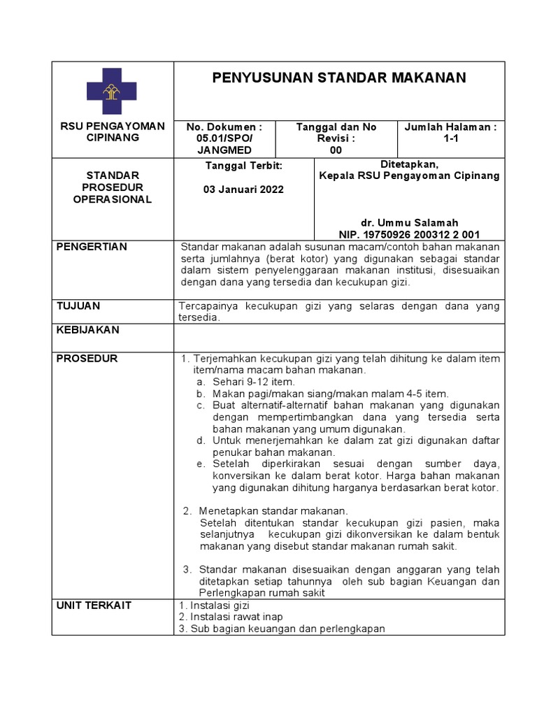 Spo Gizi Rumah Sakit Pdf