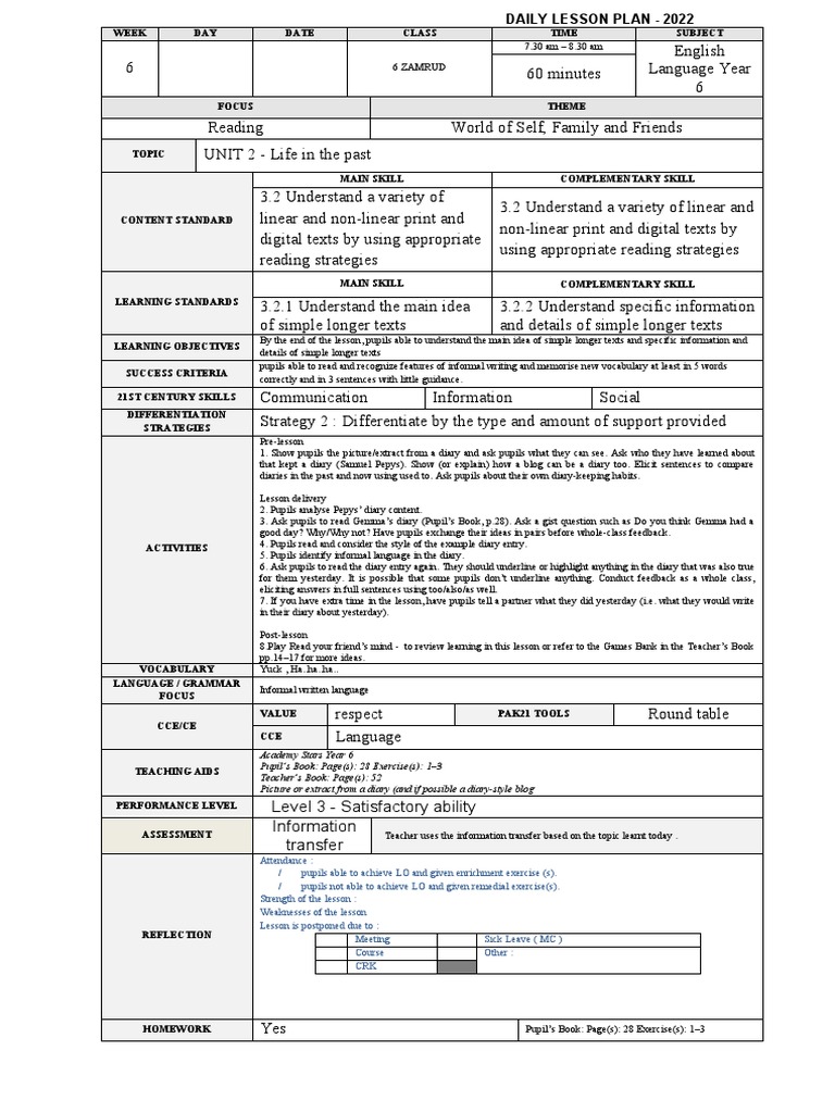 Year 6: Exploring Life in the Past | PDF | Lesson Plan | Communication
