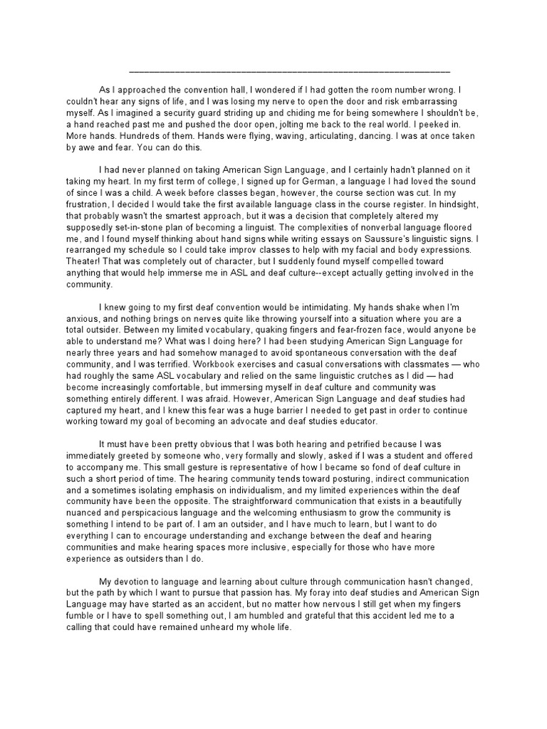 Personal Statement Essay Examples1 Pdf American Sign Language