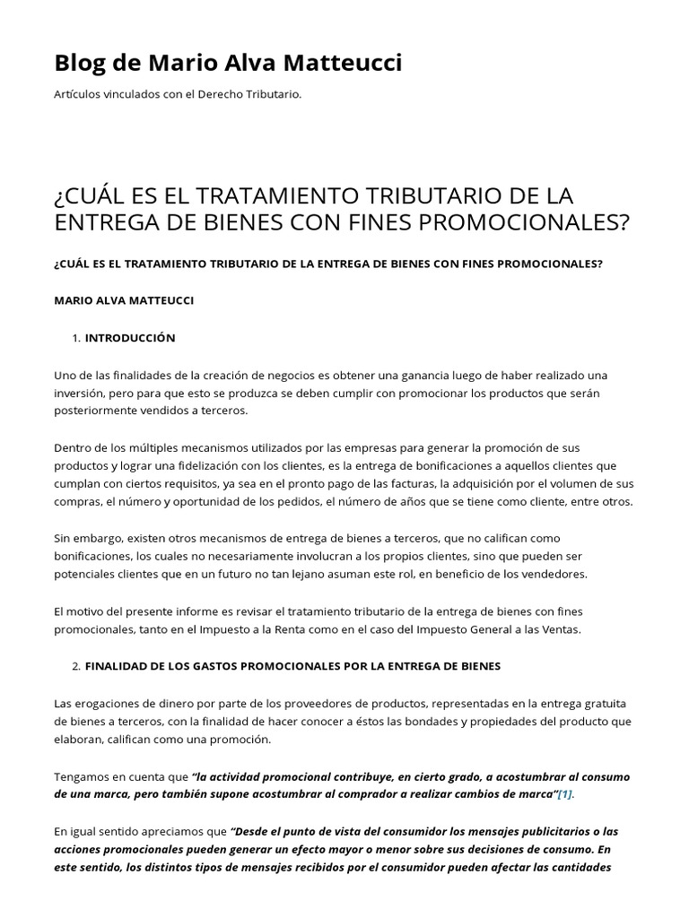 ¿CUÁL ES EL TRATAMIENTO TRIBUTARIO DE LA ENTREGA DE BIENES CON FINES ...