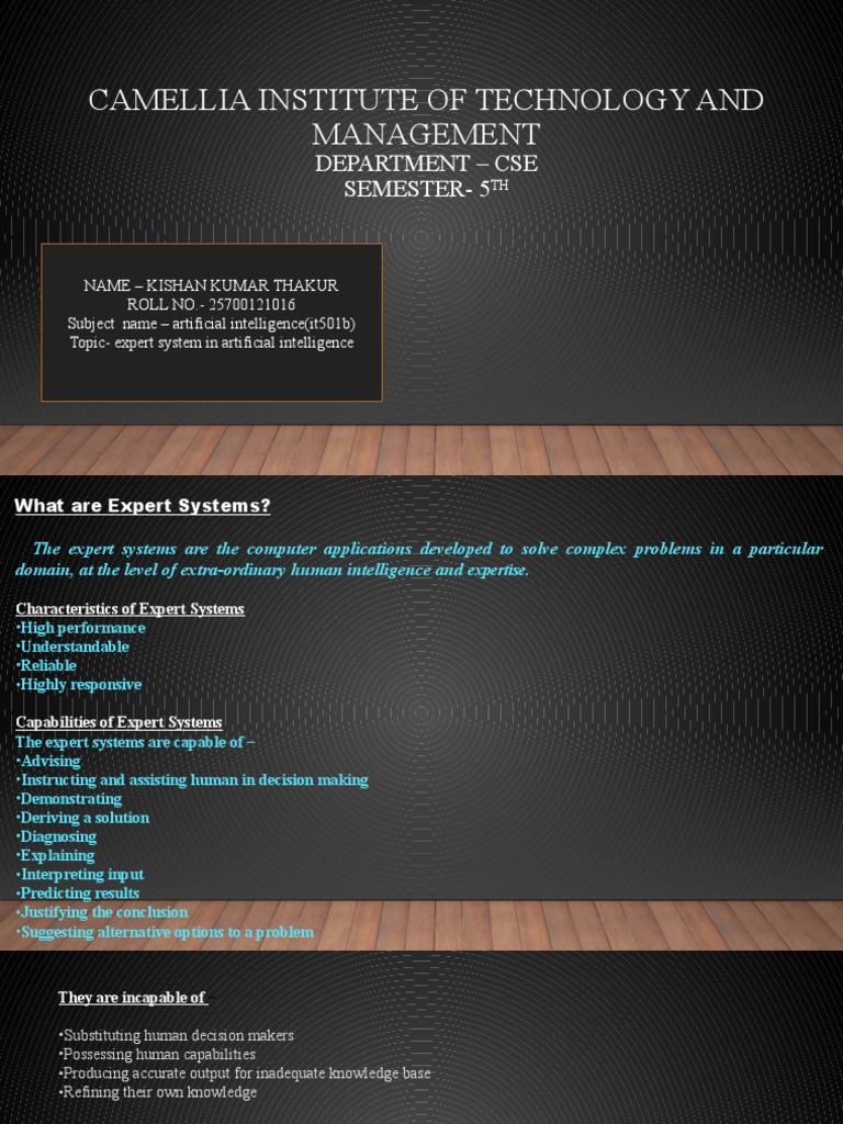 Expert Systems in AI: Capabilities, Components and Applications | PDF ...