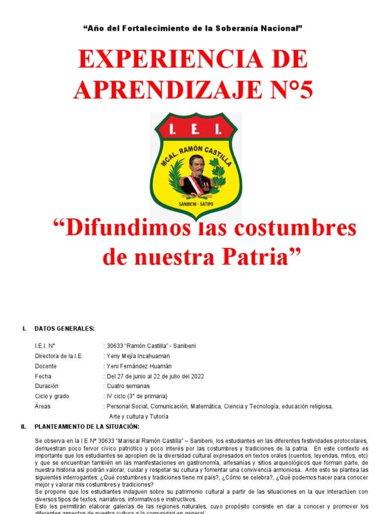 Experiencia de Aprendizaje 5 | PDF | Aprendizaje | Biodiversidad