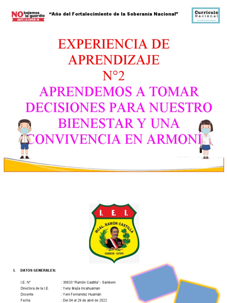 Experiencia de Aprendizaje #2 | PDF | Aprendizaje | Evaluación