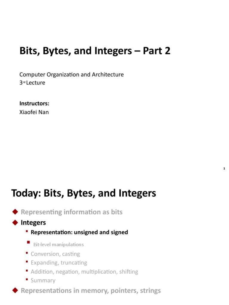 2 03 Bits Ints Part2 Pdf Integer Computer Science Pointer Computer Programming 4243