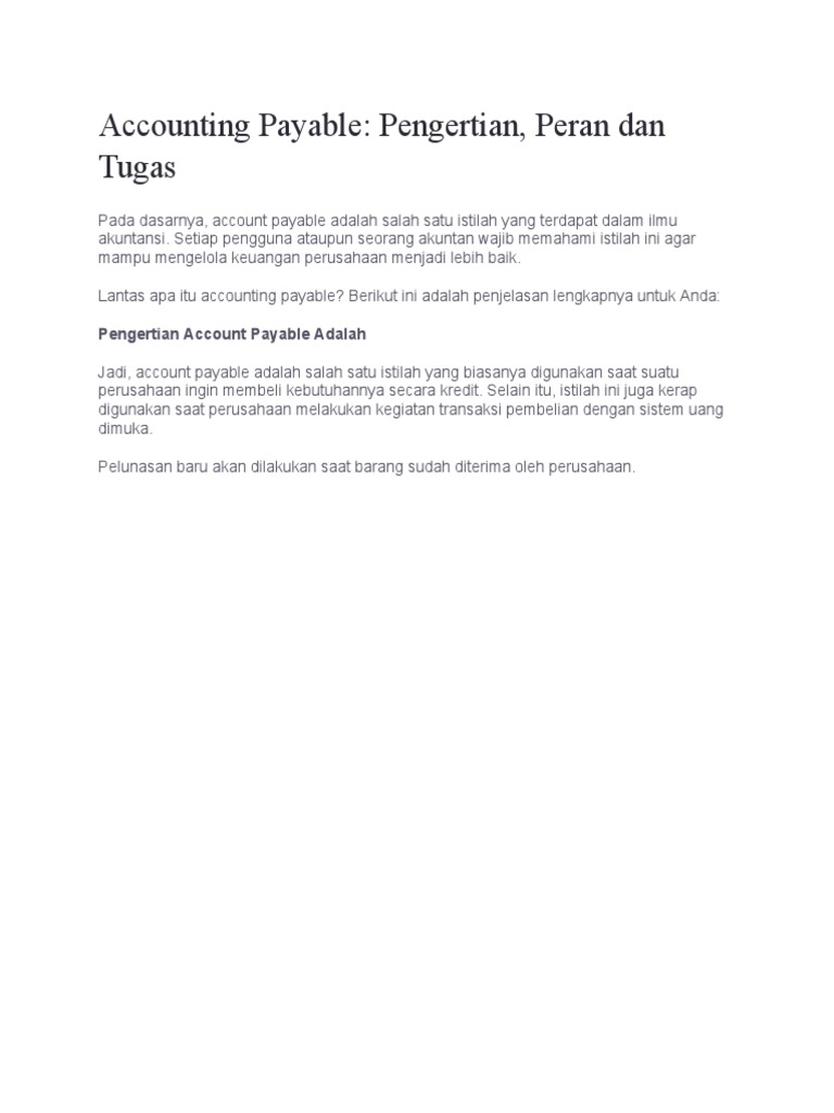 Accounting Payable | PDF | Pengelolaan Keuangan & Uang