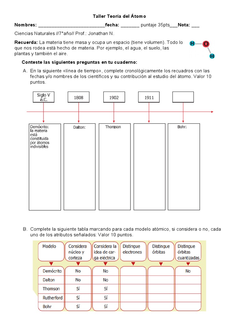 Taller Teoría Del Átomo | PDF