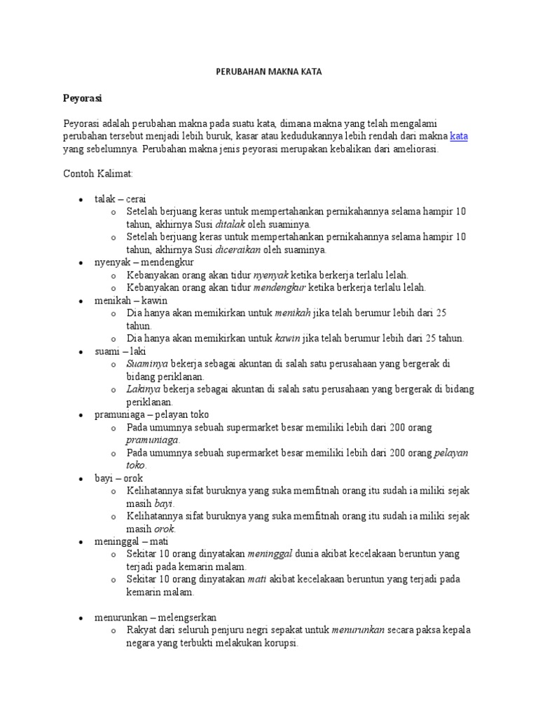 Perubahan Makna Kata | PDF | Ilmu Sosial | Seni & Disiplin Bahasa