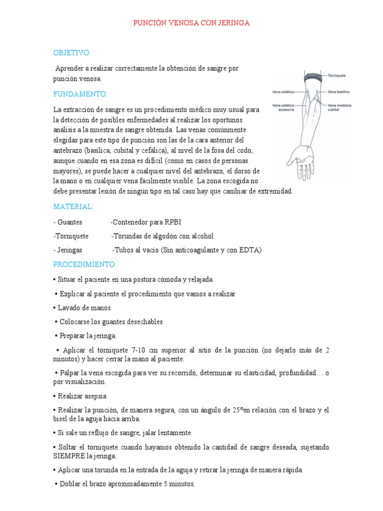 Punción Venosa Con Jeringa | PDF | Medicina | Especialidades Medicas