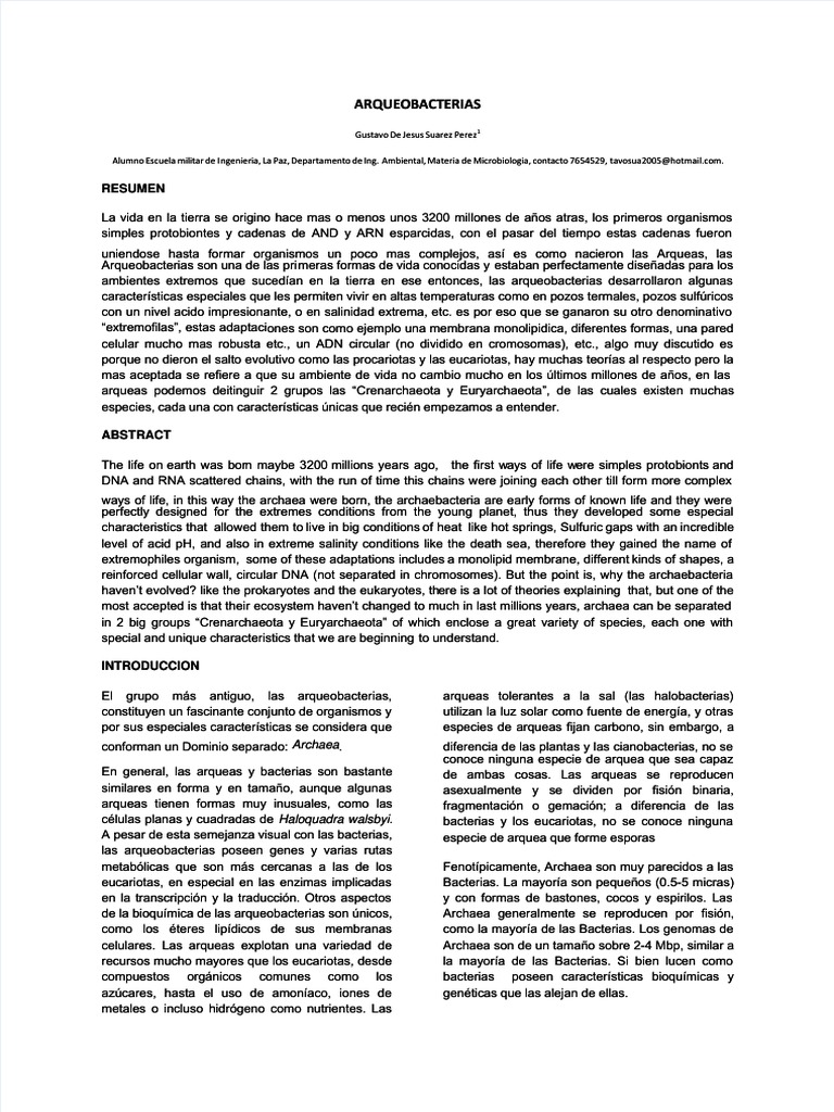 Arqueobacterias: Características y Hábitats | PDF | Archaea | Biología ...