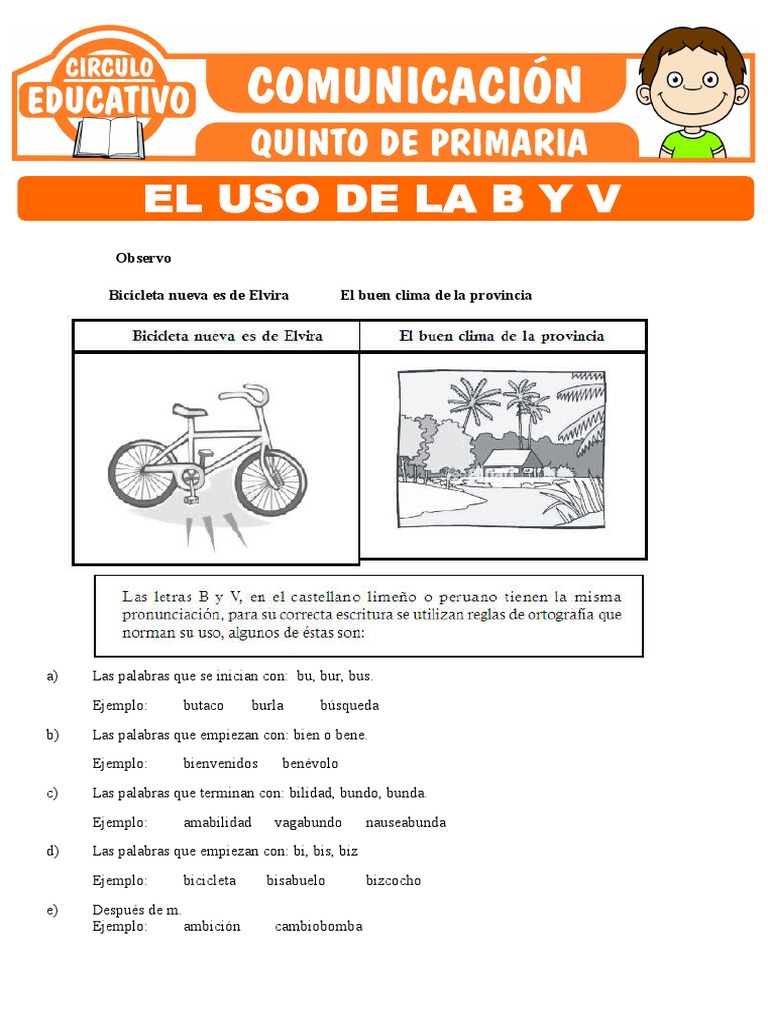 Actividades de ortografía: B y V para 5° | PDF | Carne | Productos animales