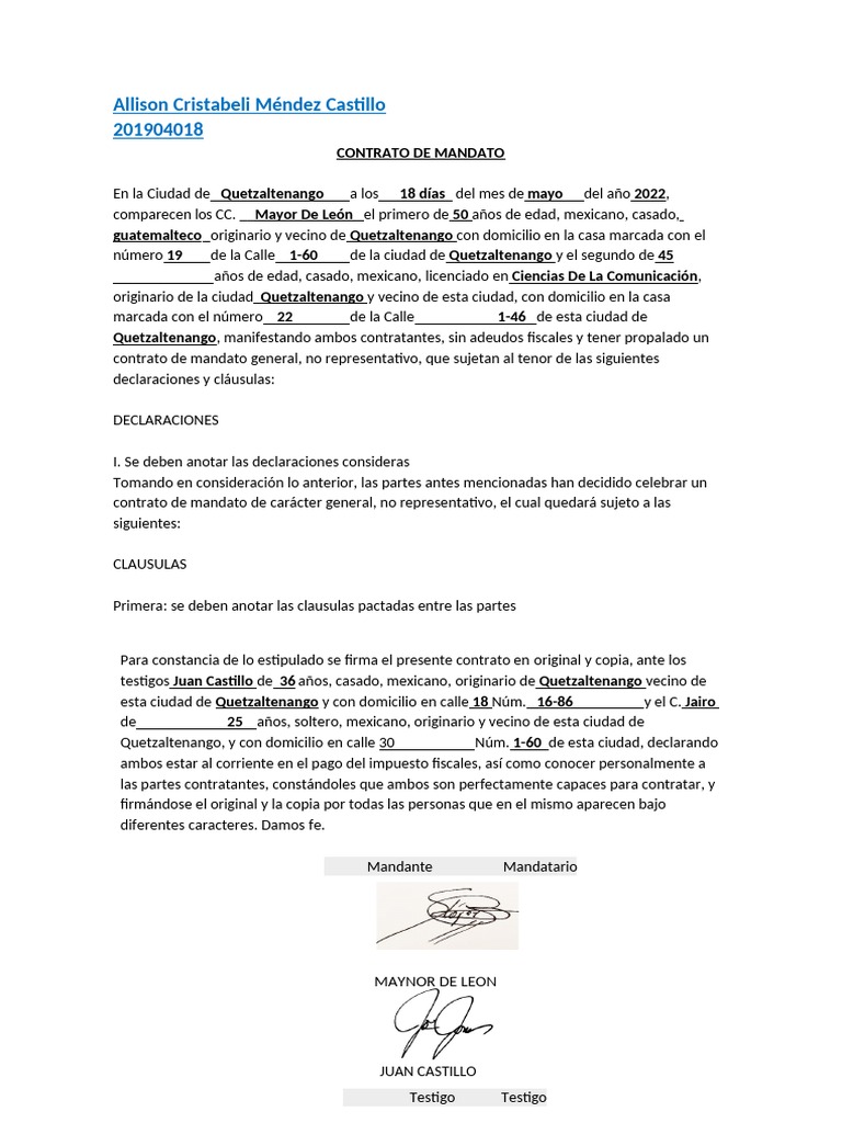 Contrato de Mandato | PDF