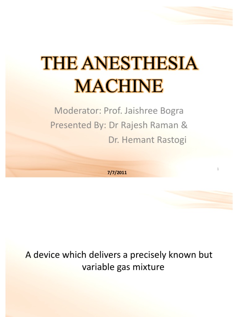 Anesthesia Machine Overview and Parts | PDF | Valve | Vacuum Tube
