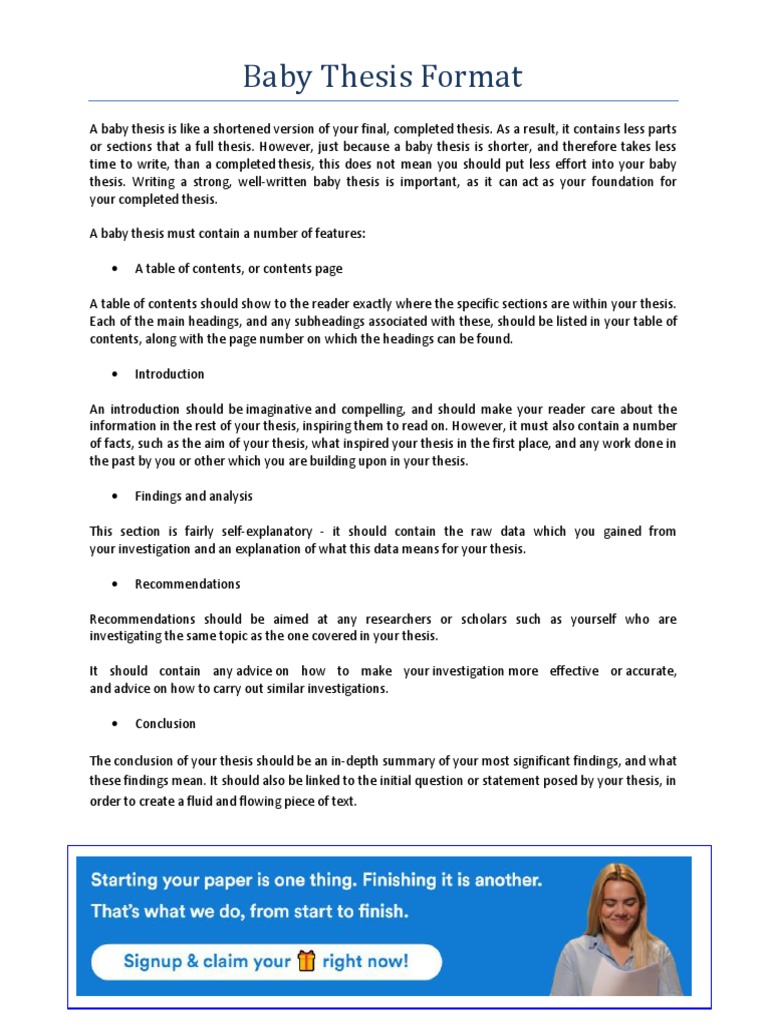 Baby Thesis Format | PDF