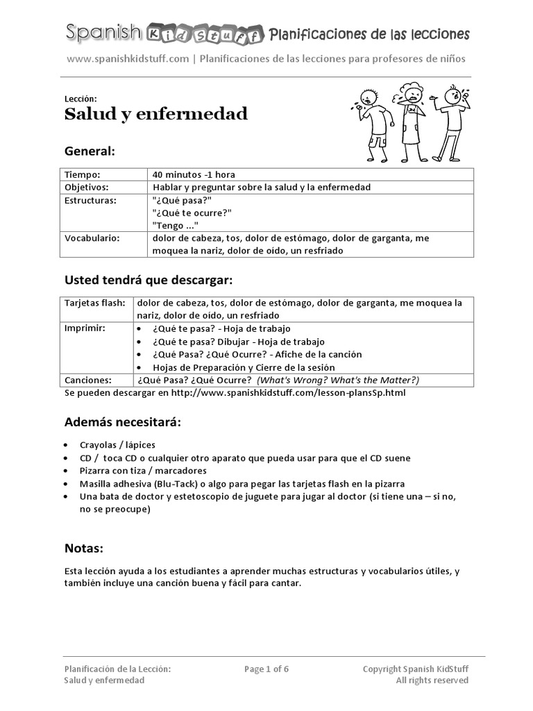 Health Sickness Lesson Plan SP | PDF