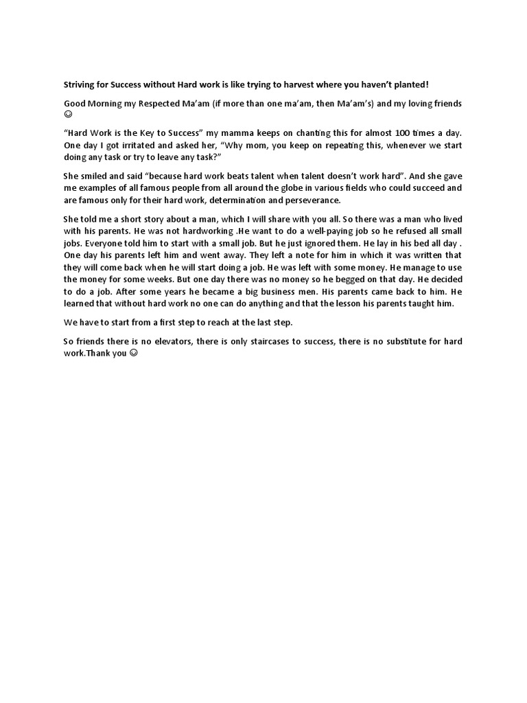 Hard Work Is Key To Success 2 | PDF | Cooking, Food & Wine | Language ...