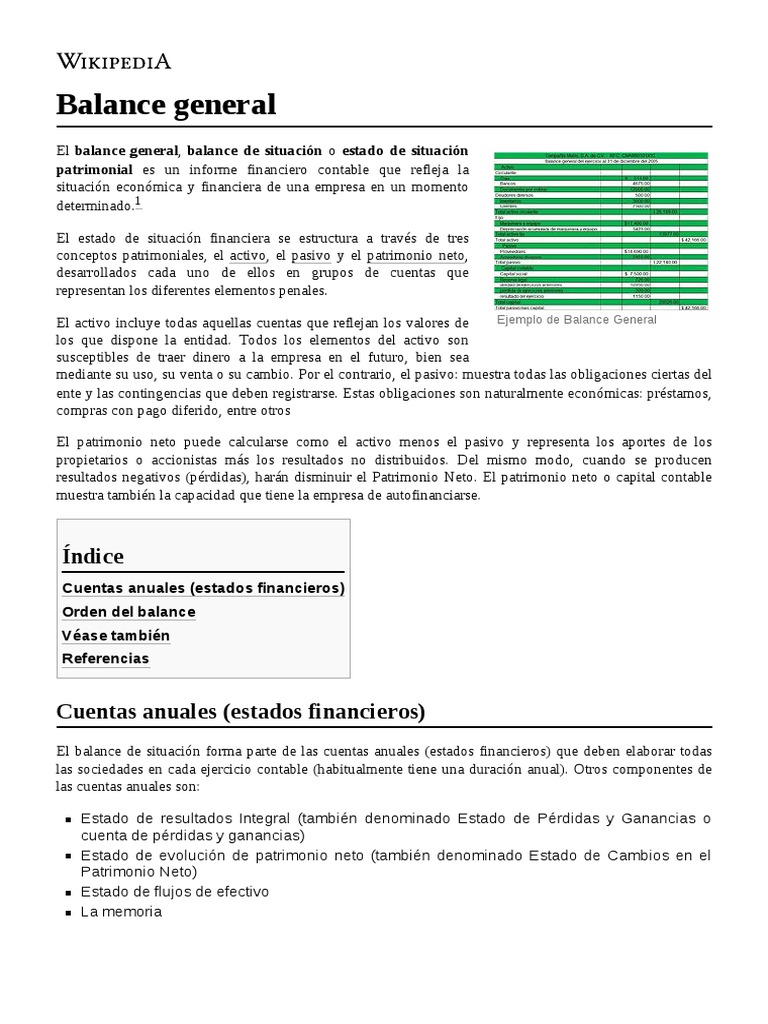Balance General | PDF | Hoja de balance | Contabilidad