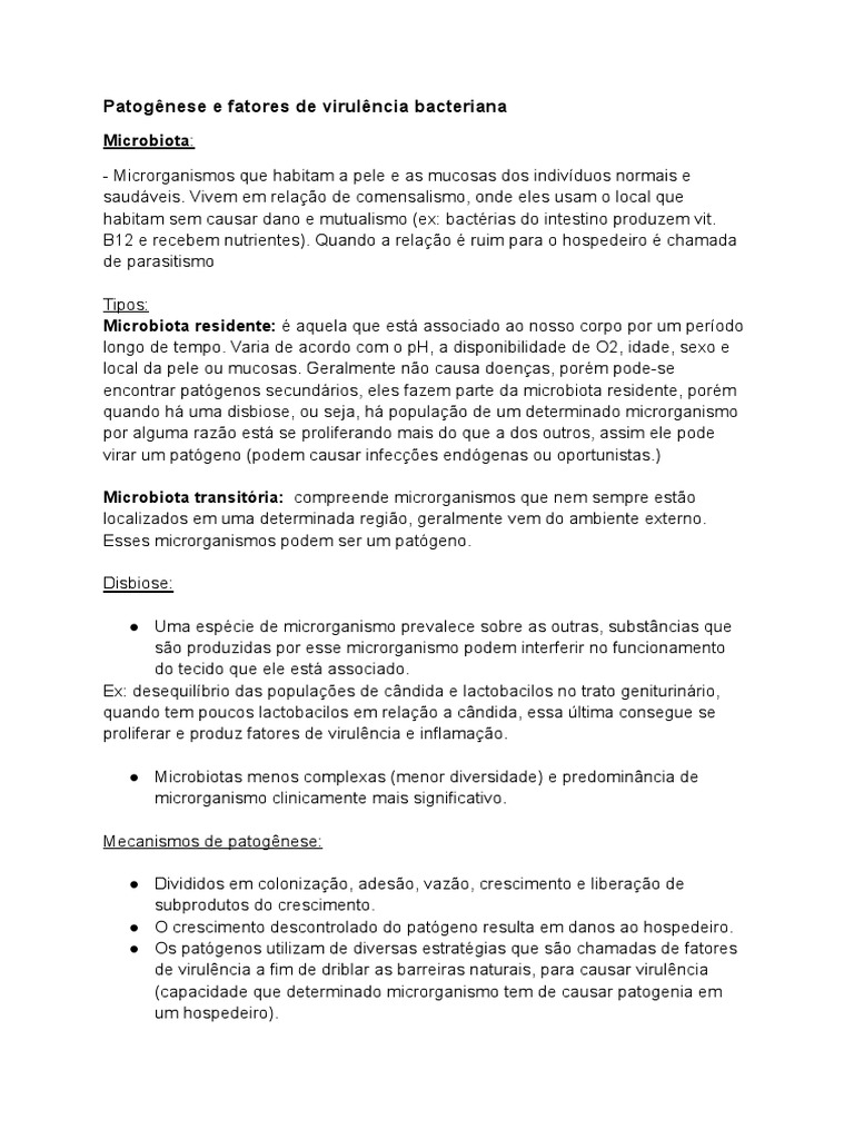 Patogênese e Fatores de Virulência Bacteriana | PDF | Bactérias ...