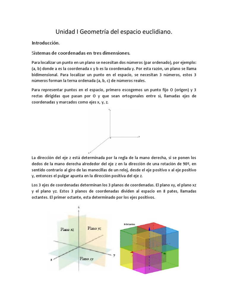 Geometría del Espacio Tridimensional | PDF | Sistema coordinado ...