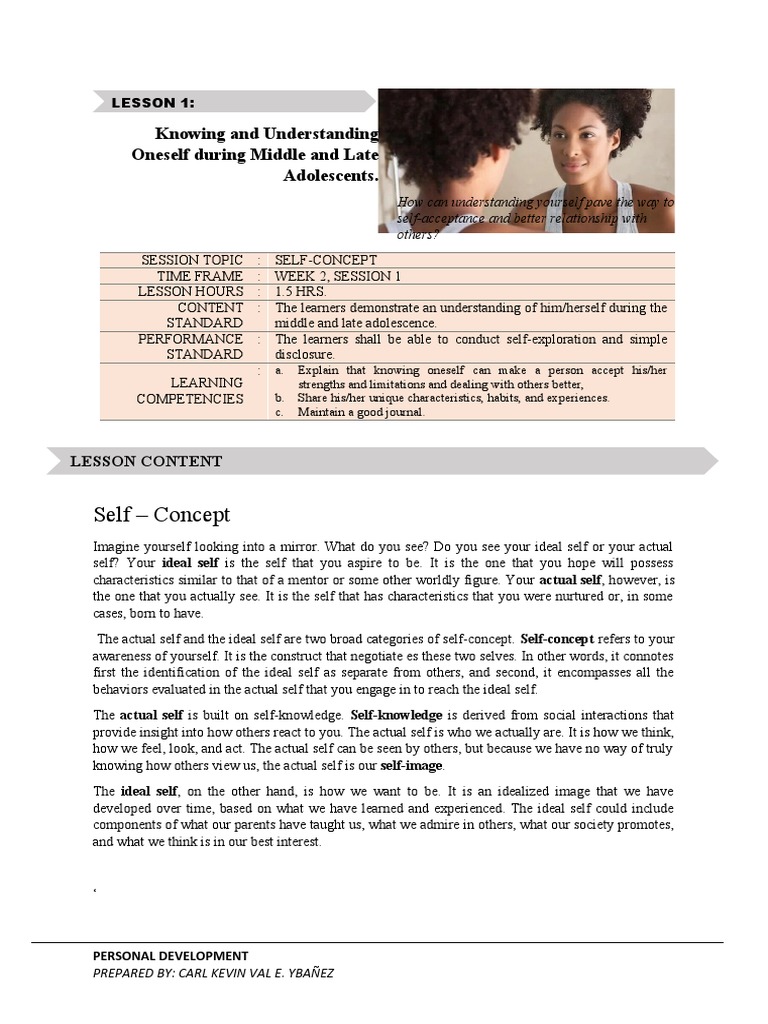 PD Lesson 1 | PDF | Disciplines | Self Concept