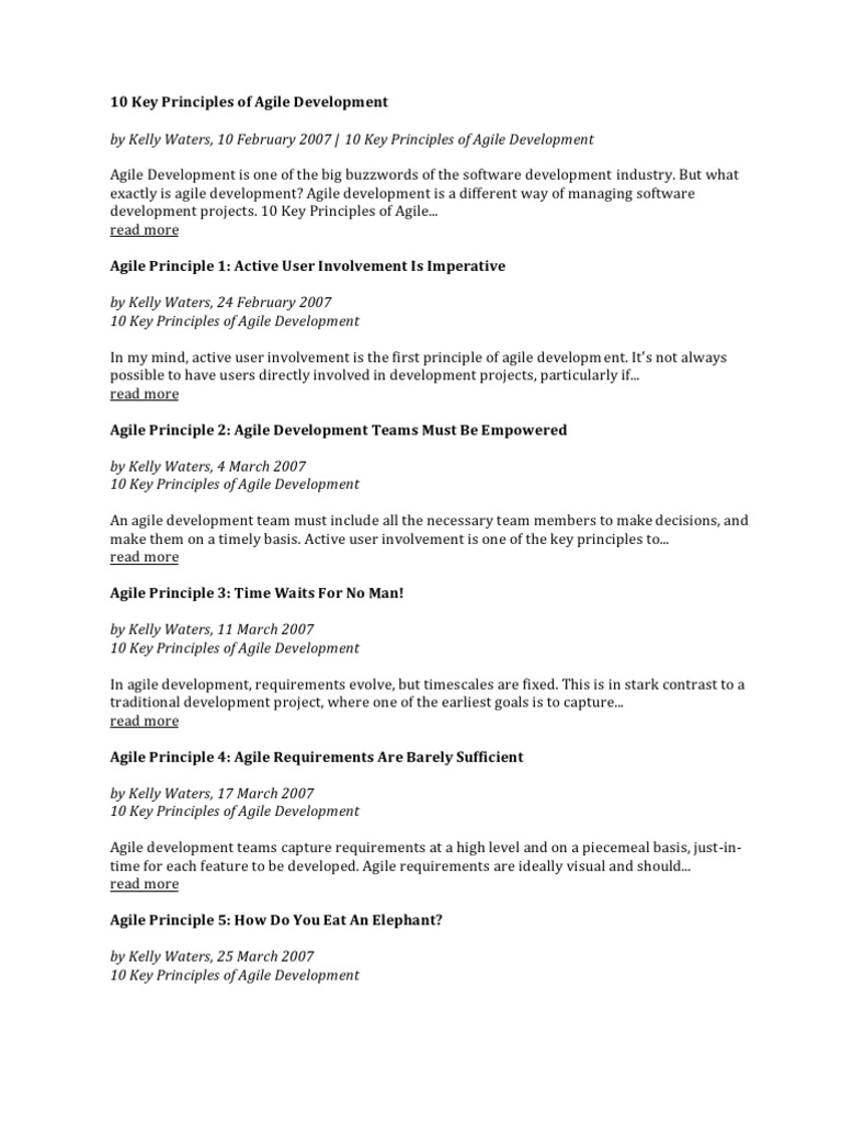 10 Key Principles of Agile Development | PDF | Agile Software ...