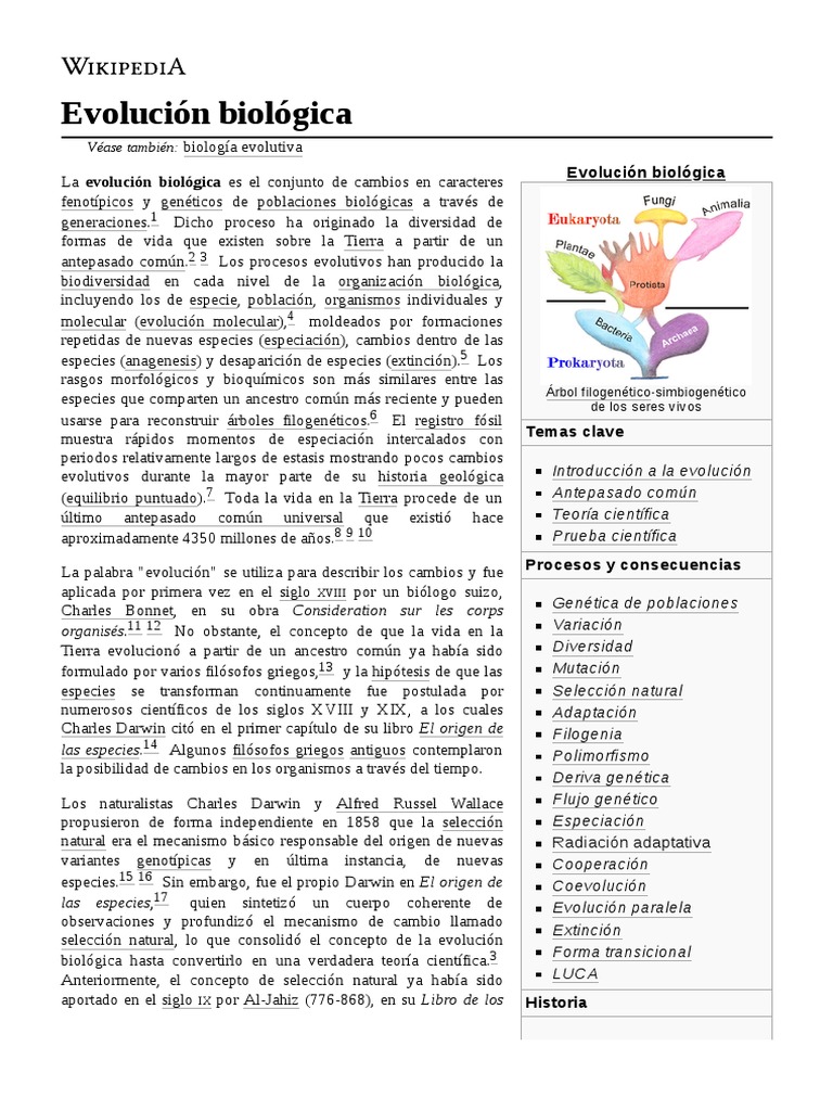 Evolución Biológica | PDF | Evolución | Charles Darwin