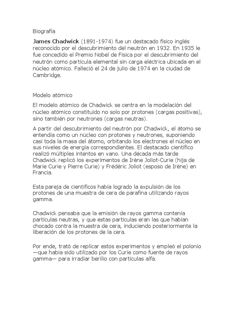 Modelo Atomico de Chadwick | PDF