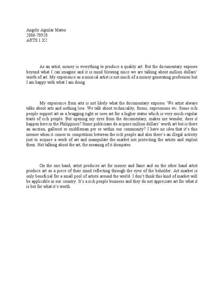 Arts 1 - Insight Paper 2 - Mateo | PDF