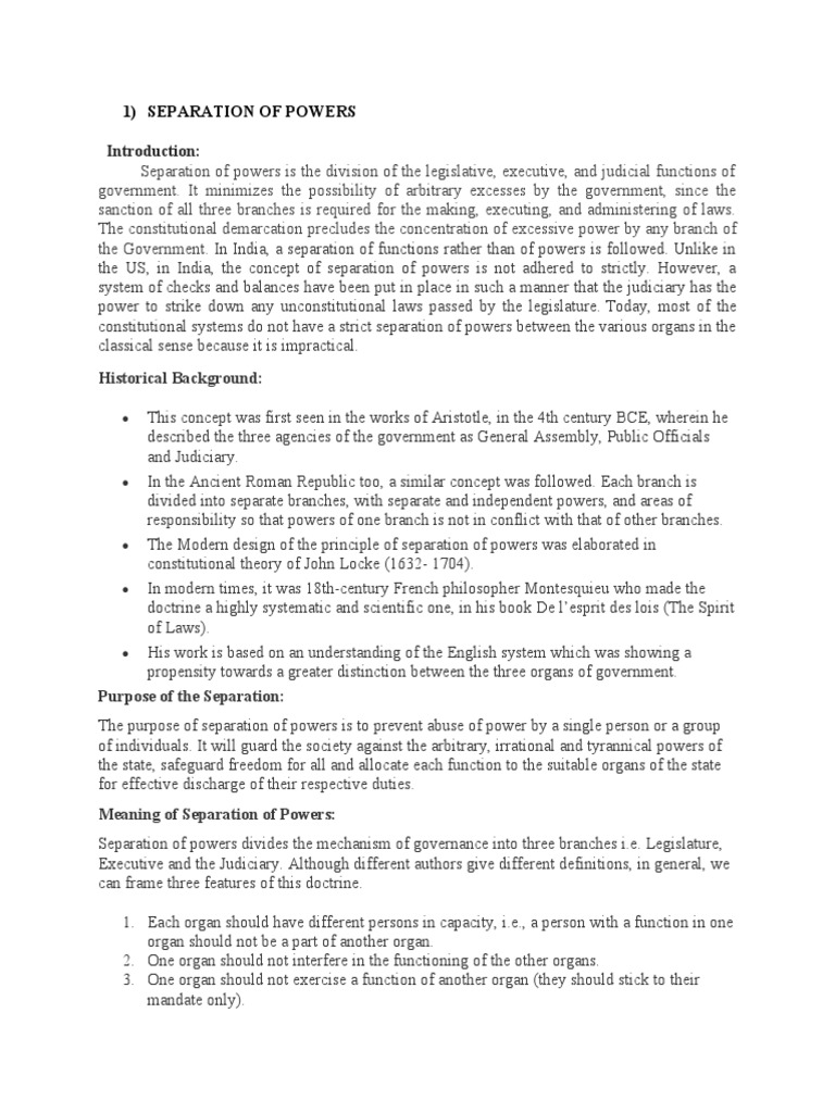 Separation of Powers | PDF | Separation Of Powers | Political Charters