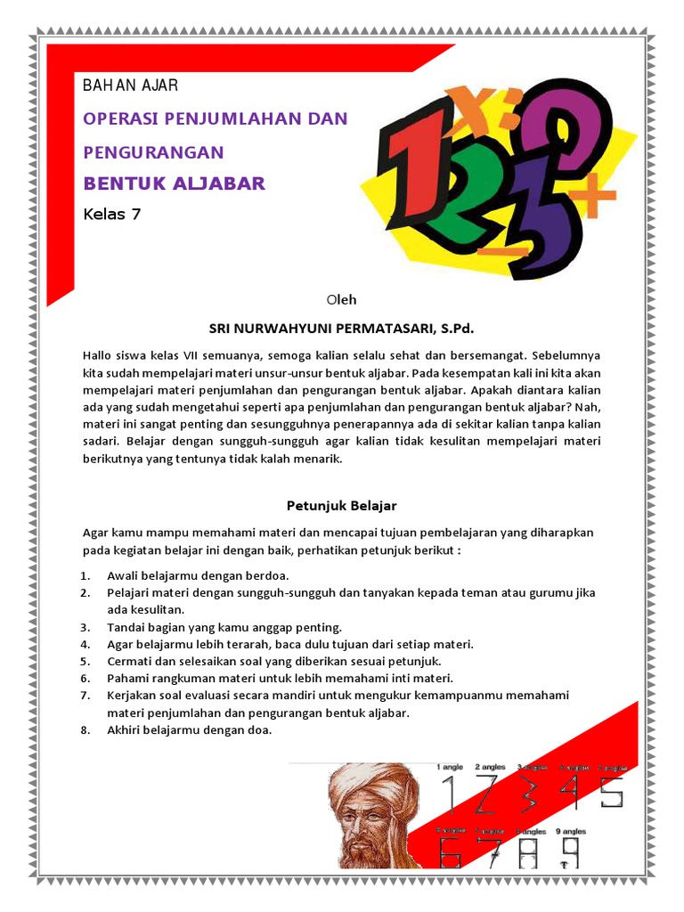 mODUL PENJUMLAHAN DAN PENGURANGAN | PDF