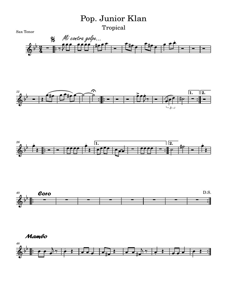 Pop Junior Klan - Sax Tenor | PDF