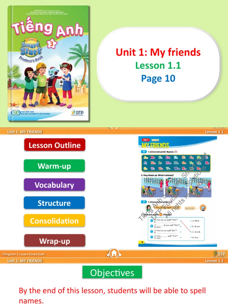 Anh 3 Smart Start Unit 1 - Lesson 1.1 - Page 10 | PDF | Linguistics | Writing