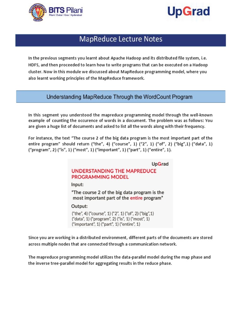 Lecture Notes Map Reduce Pdf Apache Hadoop Map Reduce 9270