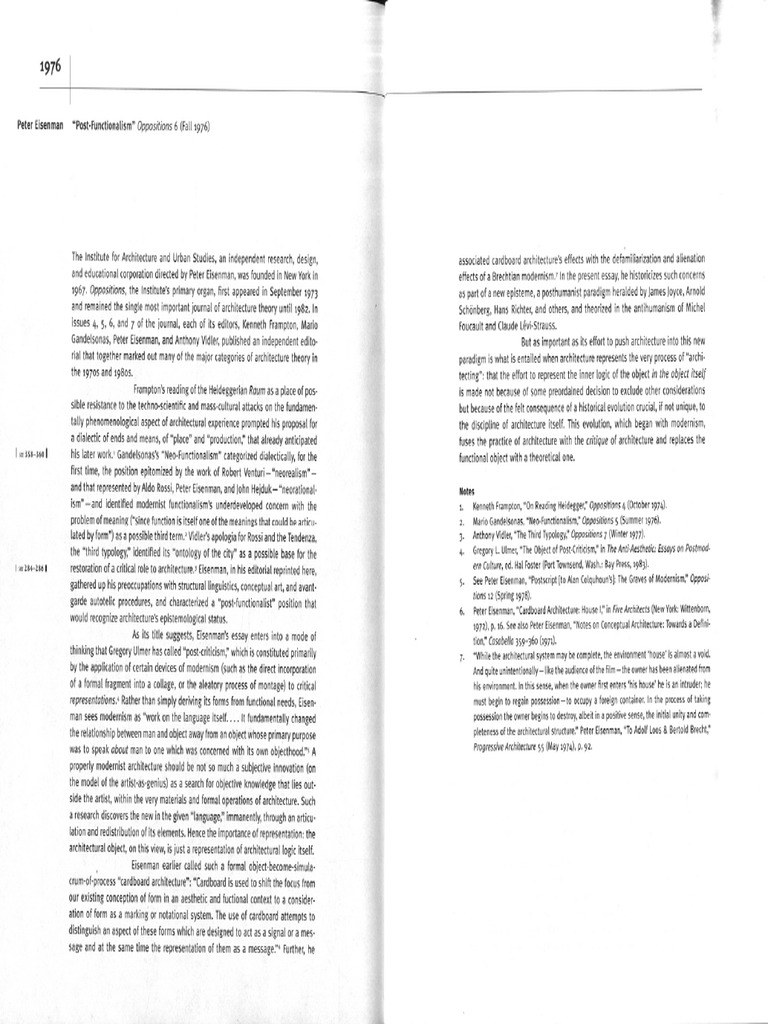 Eisenman Post-Functionalism (1) | PDF