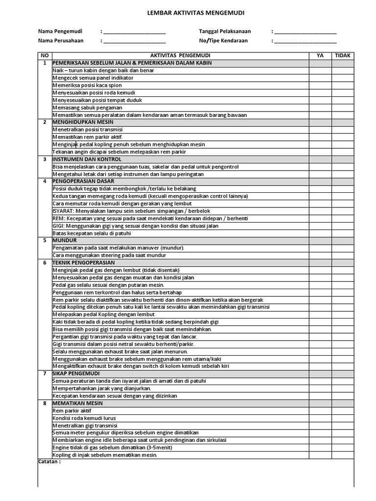 Job Sheet Driving | PDF