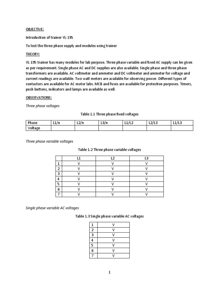 Testing Three-Phase Power Modules and Supplies Using Trainer YL-195 ...