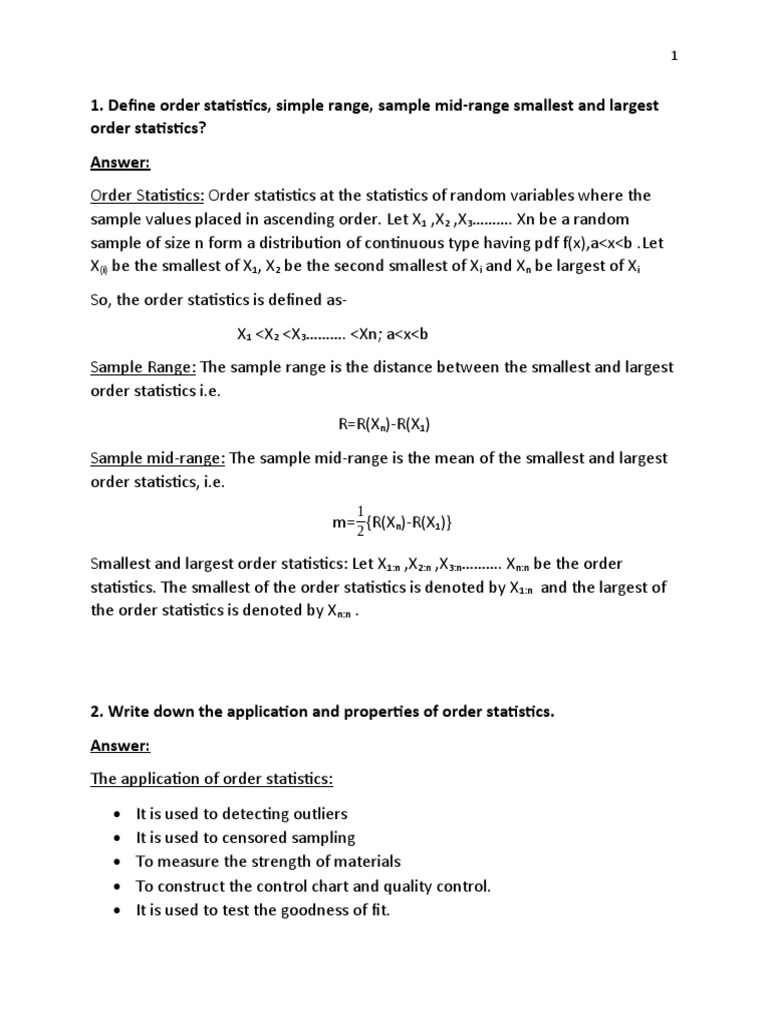 Assignment On Multinomial Distribution and Order Statistics by Atul Sir ...
