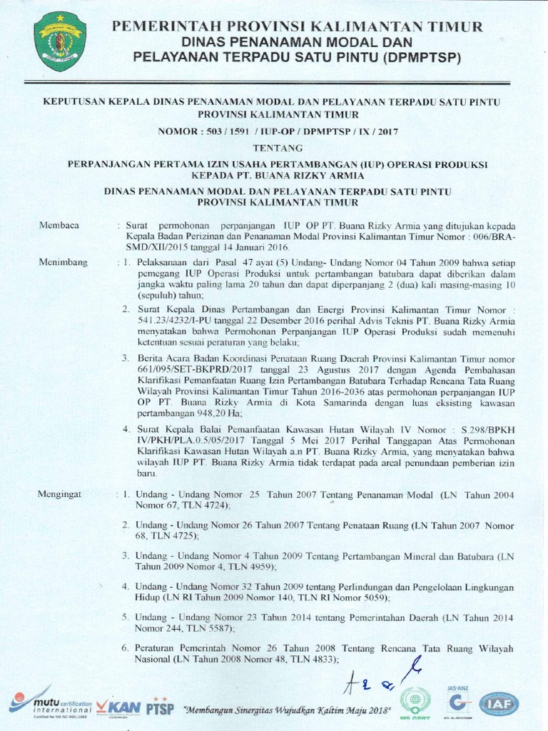 IUP PT. BRA Site Bantuas (PERPANJANGAN) | PDF