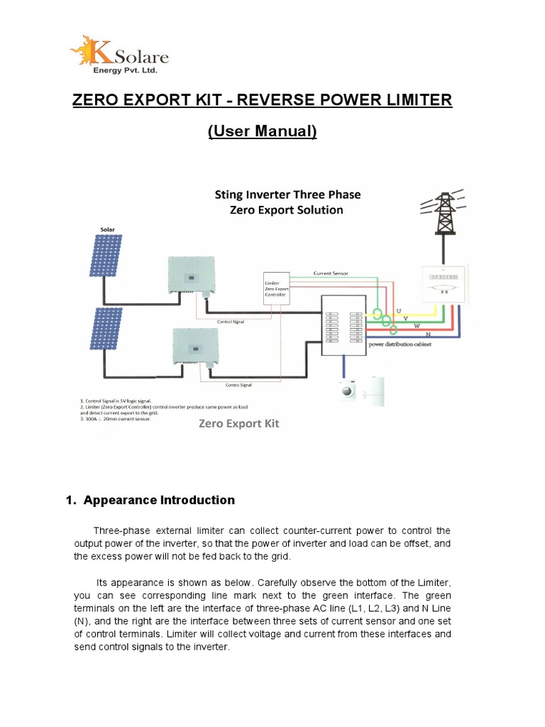 Zero Export Kit Reverse Power Limiter | PDF | Power Inverter | Alternating Current