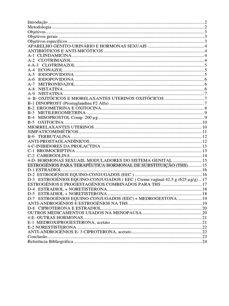 Medicamentos Genito Aparelho Sexuais | PDF | Gravidez | Farmacologia