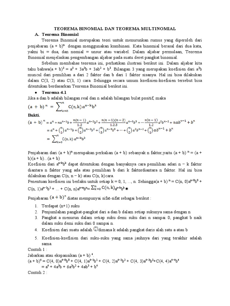 Teori Binomial Dan Multinomial | PDF | Metode & Bahan Ajar