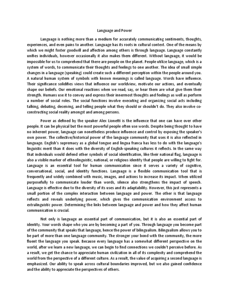 Language and Power | PDF | Communication | Identity (Social Science)