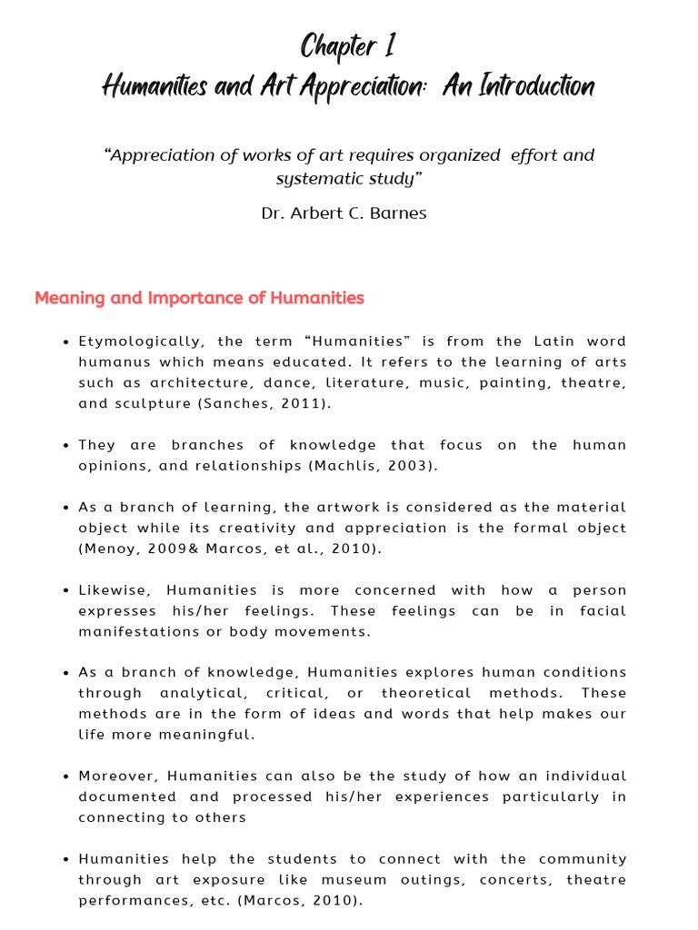 Chapter 1 Humanities and Art Appreciation An Introduction | PDF | The Arts | Humanities