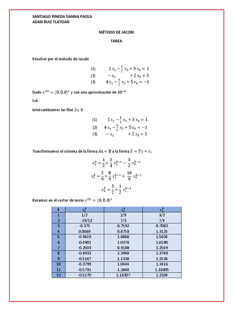 Metodo Jacobi | PDF | Matemáticas | Matemáticas Aplicadas