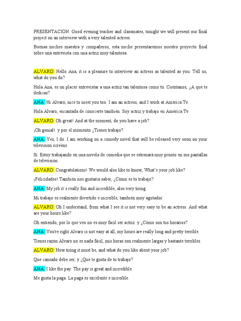 Diálogo Proyecto Final | PDF