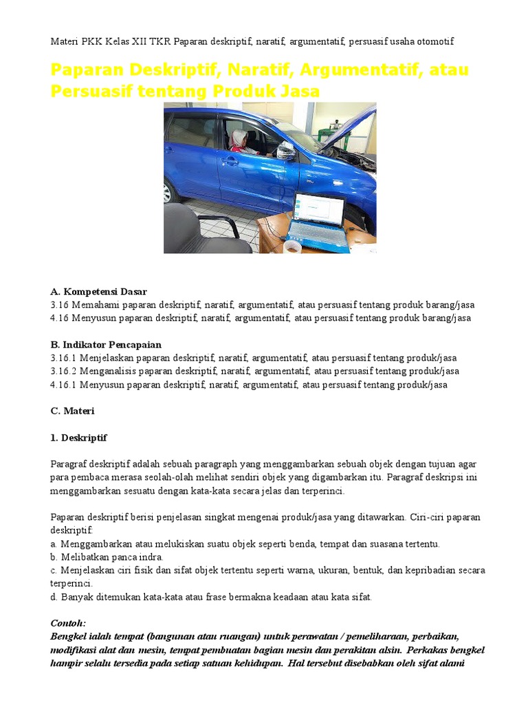 Panduan Paparan Deskriptif Produk Jasa | PDF
