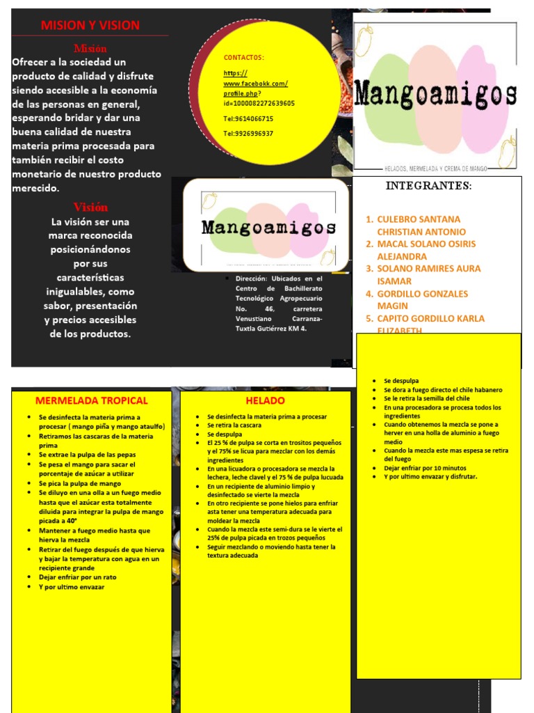Triptico Mango Amigos | PDF | Cocina | Comida y bebida