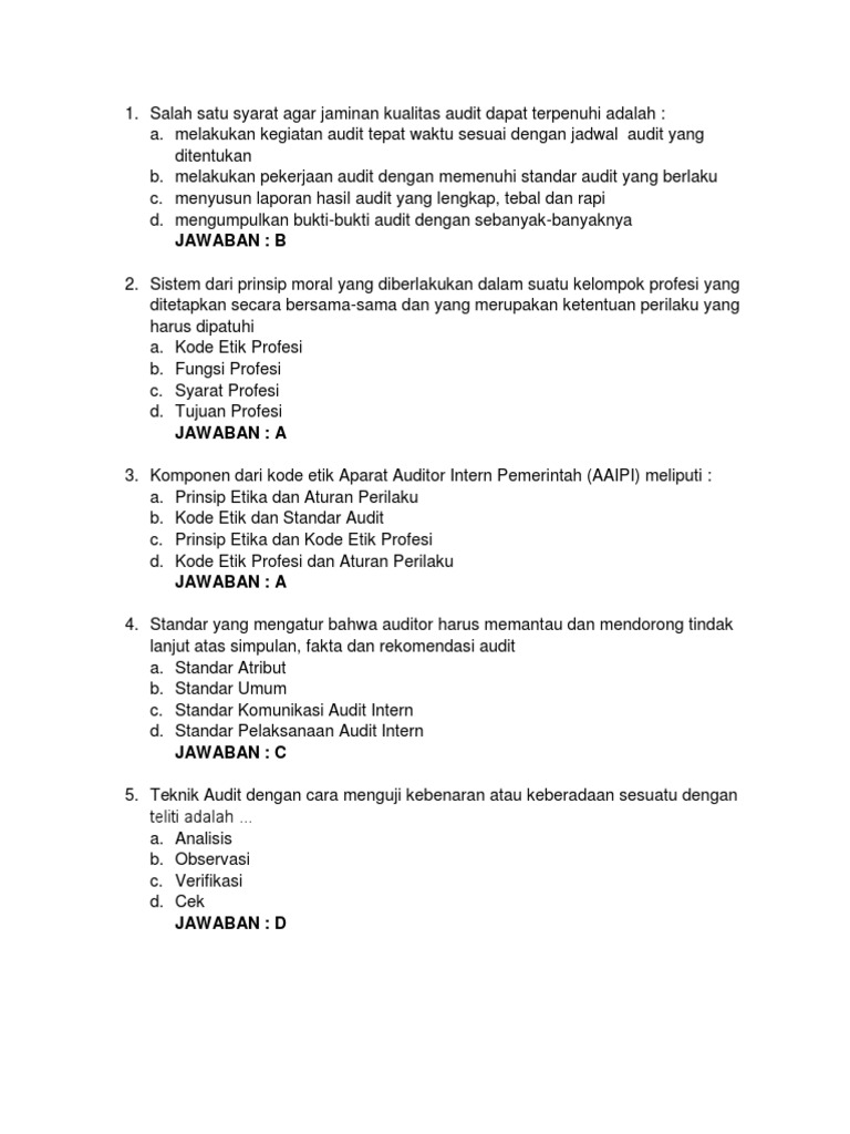 Kumpulan Soal Audit Intern 30. | PDF